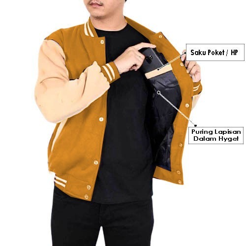 Jual Jaket Varsity Polos Full Lapisan dalam Bahan Premium Tebal / Jaket ...