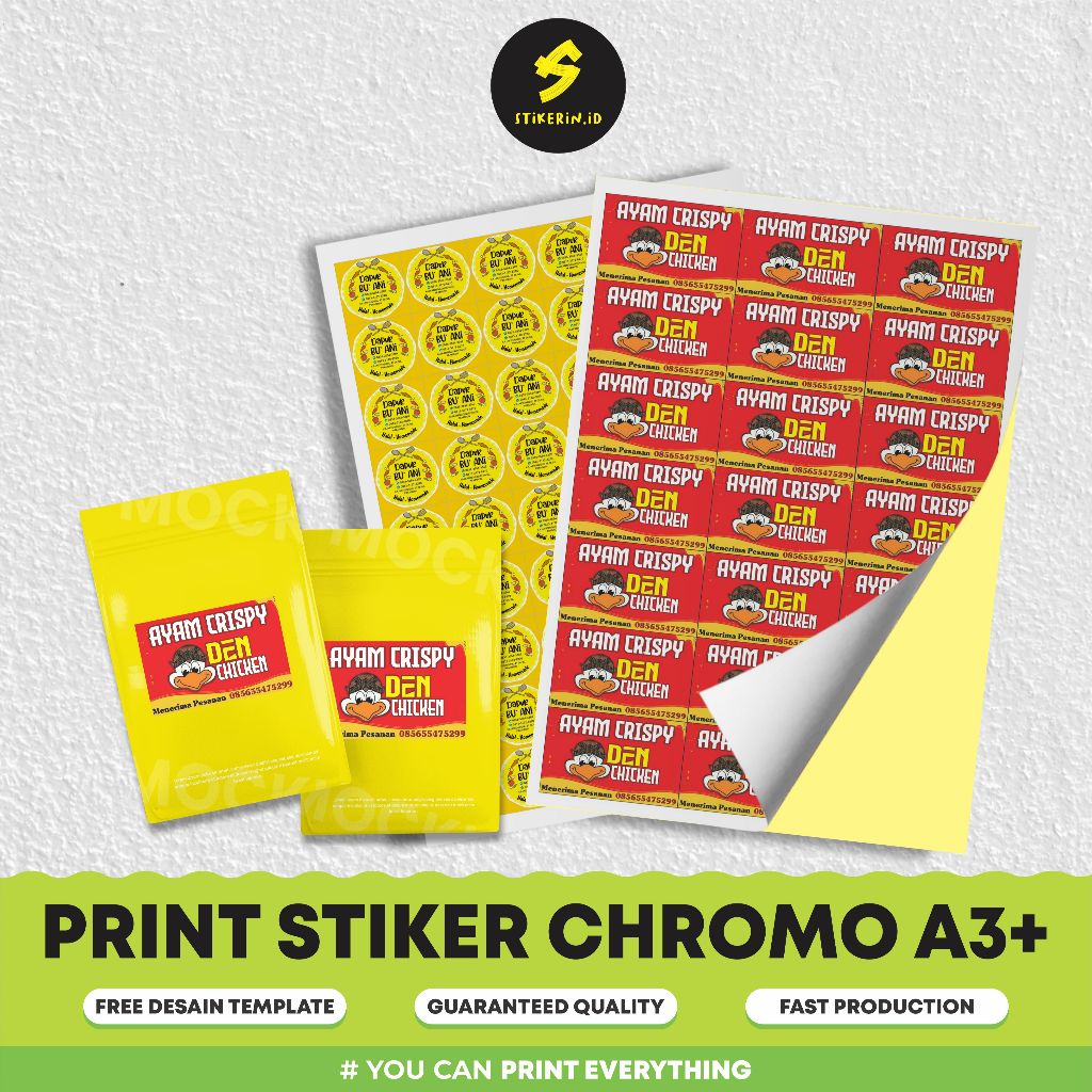 Jual STIKER CROMO / GLOSY / STIKER A3+ / LABEL MAKANAN NON CUTTING ...