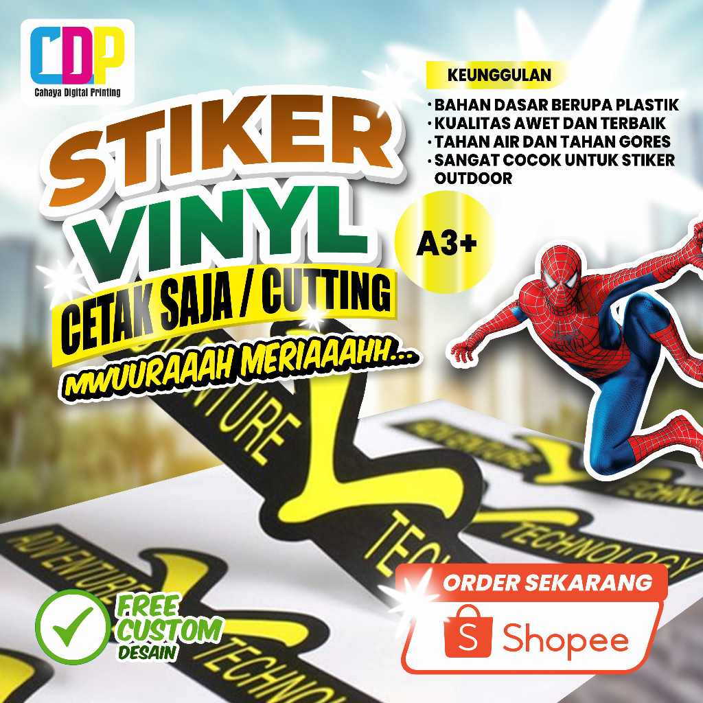 Jual Cetak Sticker Custom Vinyl Transparant A3+ Cutting | Shopee Indonesia