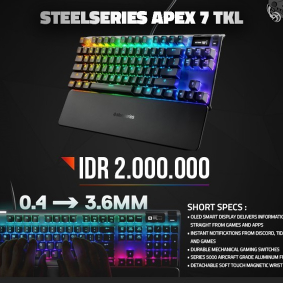 Jual Steelseries Apex 7 TKL RGB OLED Mechanical Gaming Keyboard - Red ...