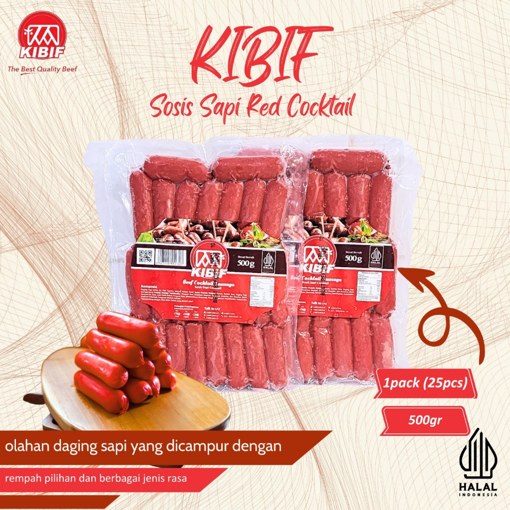 Jual KIBIF Sosis Sapi Red Cocktail 500gr | Shopee Indonesia