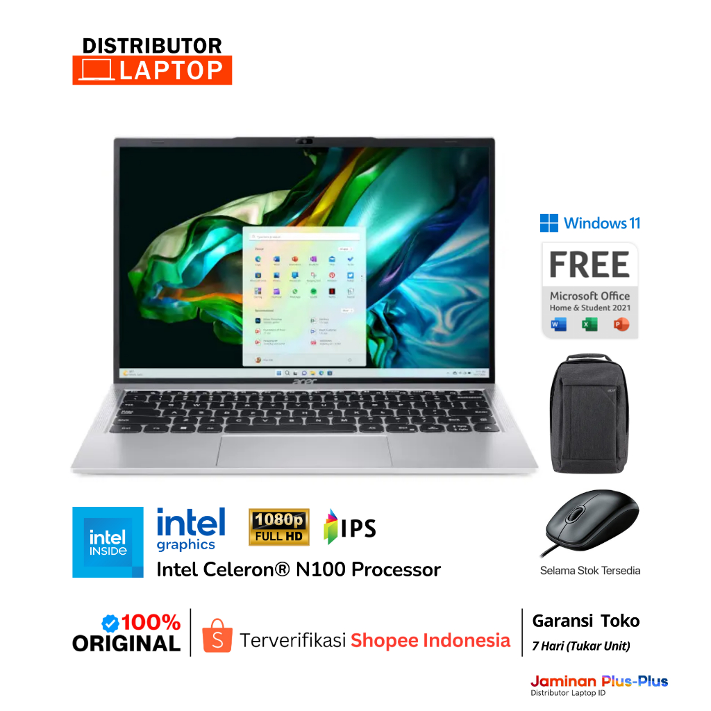 Jual ACER Aspire Lite AL14-31P Celeron N100 8GB 256GB/512GB Win11 14" FHD | Shopee Indonesia