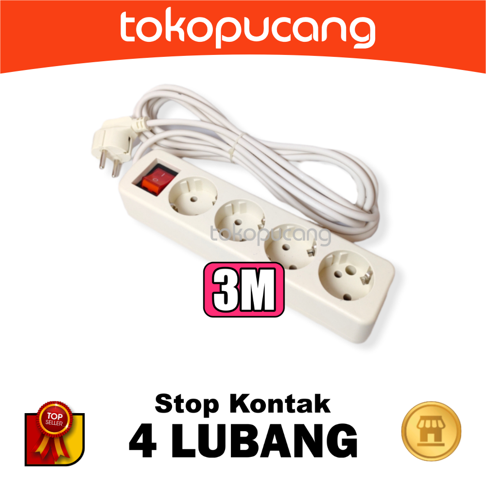 Jual STOP KONTAK 4 LUBANG + KABEL 3 METER 3M COLOKAN LISTRIK STOPKONTAK TERMINAL | Shopee Indonesia