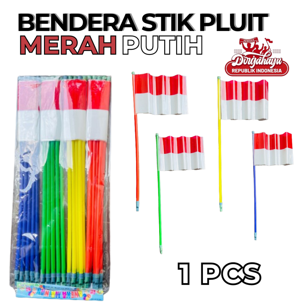 Jual 1 Pcs !!! Bendera Stik Plastik / Bendera Tangan Sekolah / Bendera ...