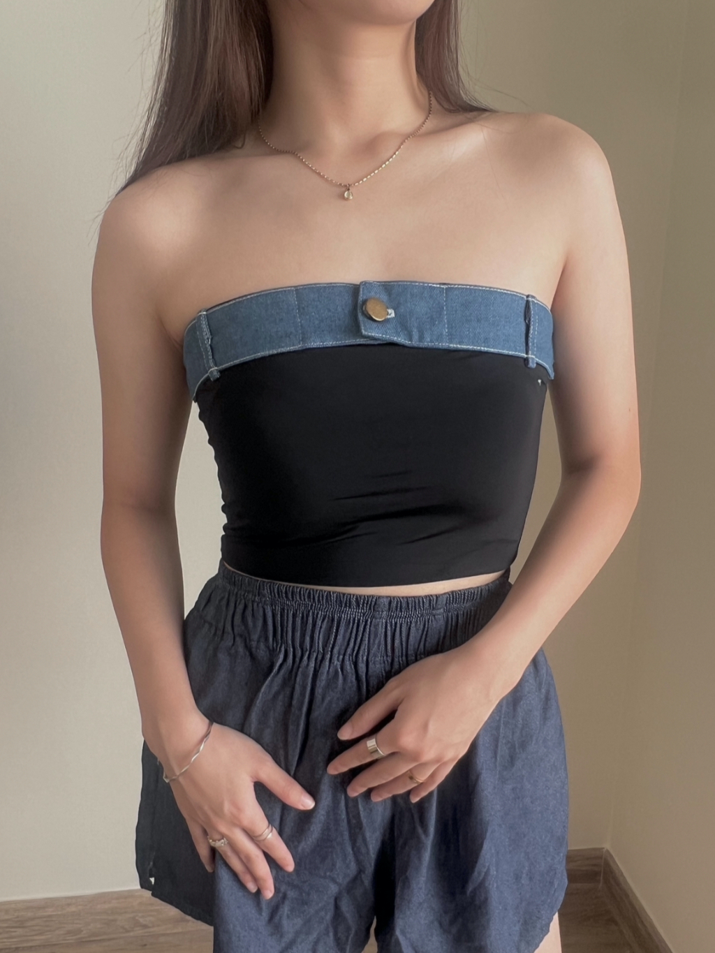 Jual ROUX - Moon Jeans Tube Top / Atasan Kemben Wanita Jins Kasual ...