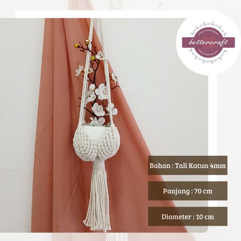 Jual Macrame Pot Gantung Motif Kerang | Macram Plant Hanger | Gantungan ...