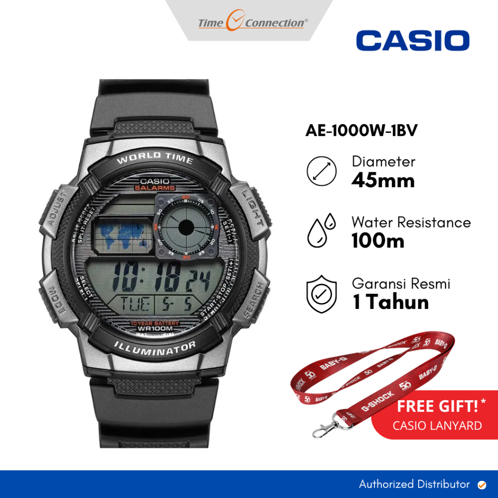Jual Casio AE-1000W-1BV Hitam Silver Original / Jam Tangan Pria Digital Black Resin | Shopee ...