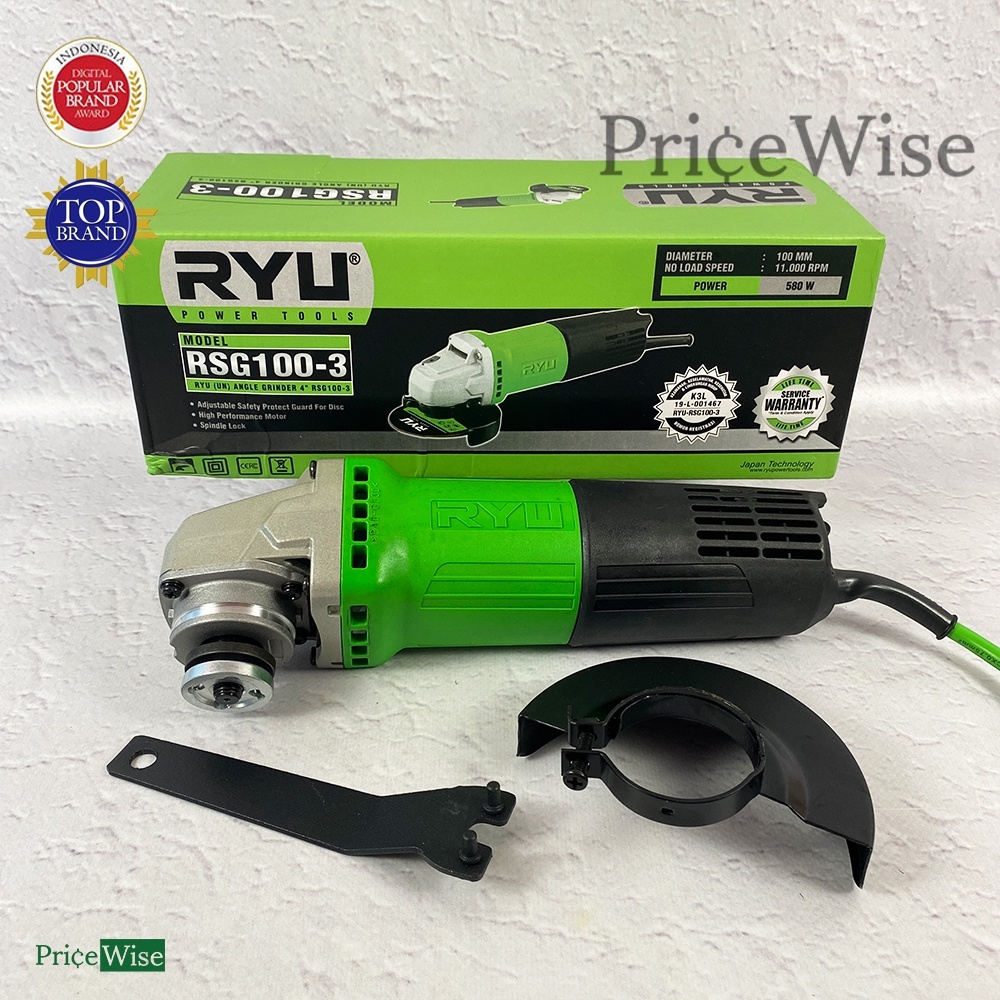 Jual Mesin Gerinda Tangan 100-3 4 inch // Angle Grinder Ryu RSG100-3 ...