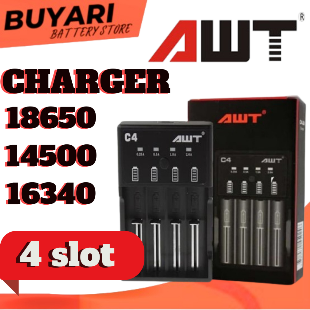 Jual Charger Baterai AWT C4 2A Charger 4 Slot AWT C4 Li-ion 2A Charger ...