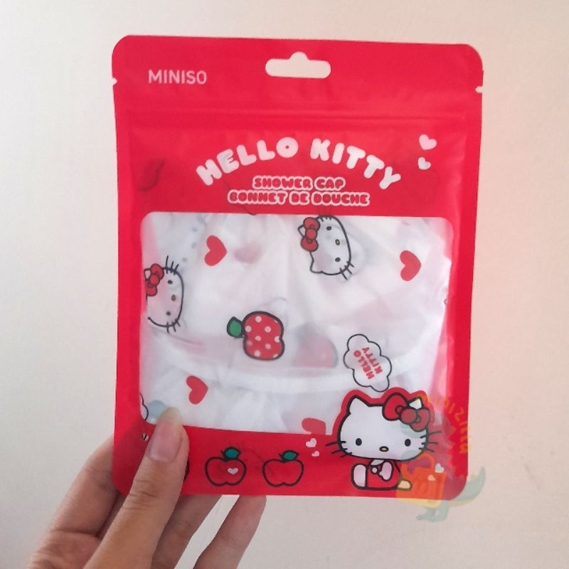 Jual Miniso Sanrio Hello Kitty Red Shower Cap Apple Penutup Kepala ...