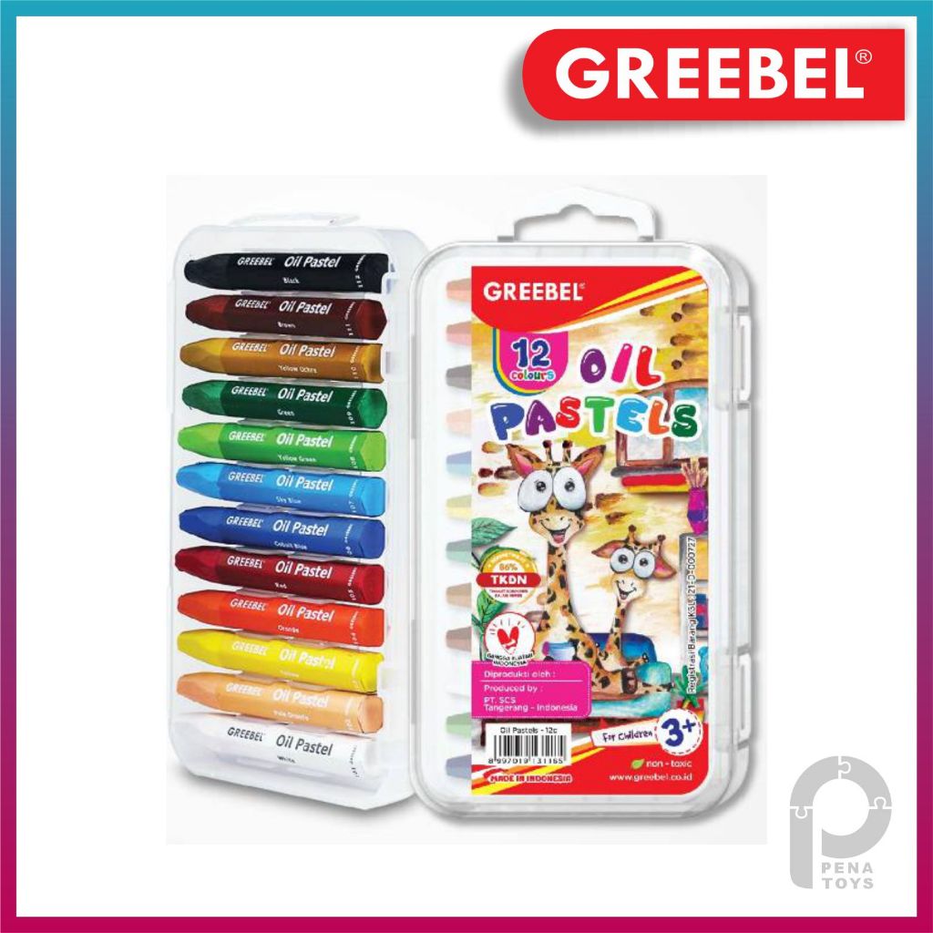 Jual GREEBEL Crayon/Krayon Kids Oil Pastel 12 Warna Krayon Grebell Isi ...