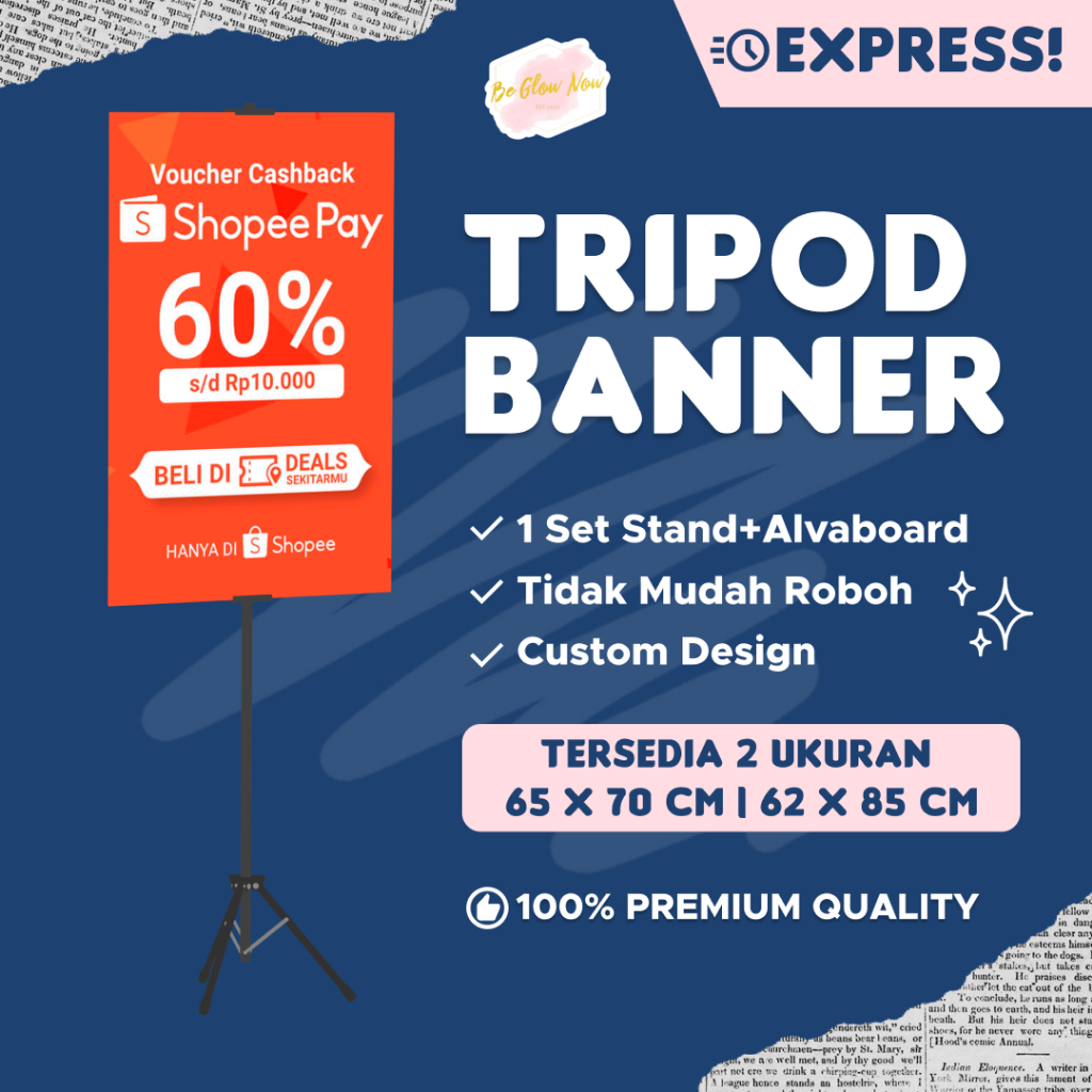 Jual Cetak Tripod Banner/Include tiang & alvaboard/Bahan premium/kokoh ...