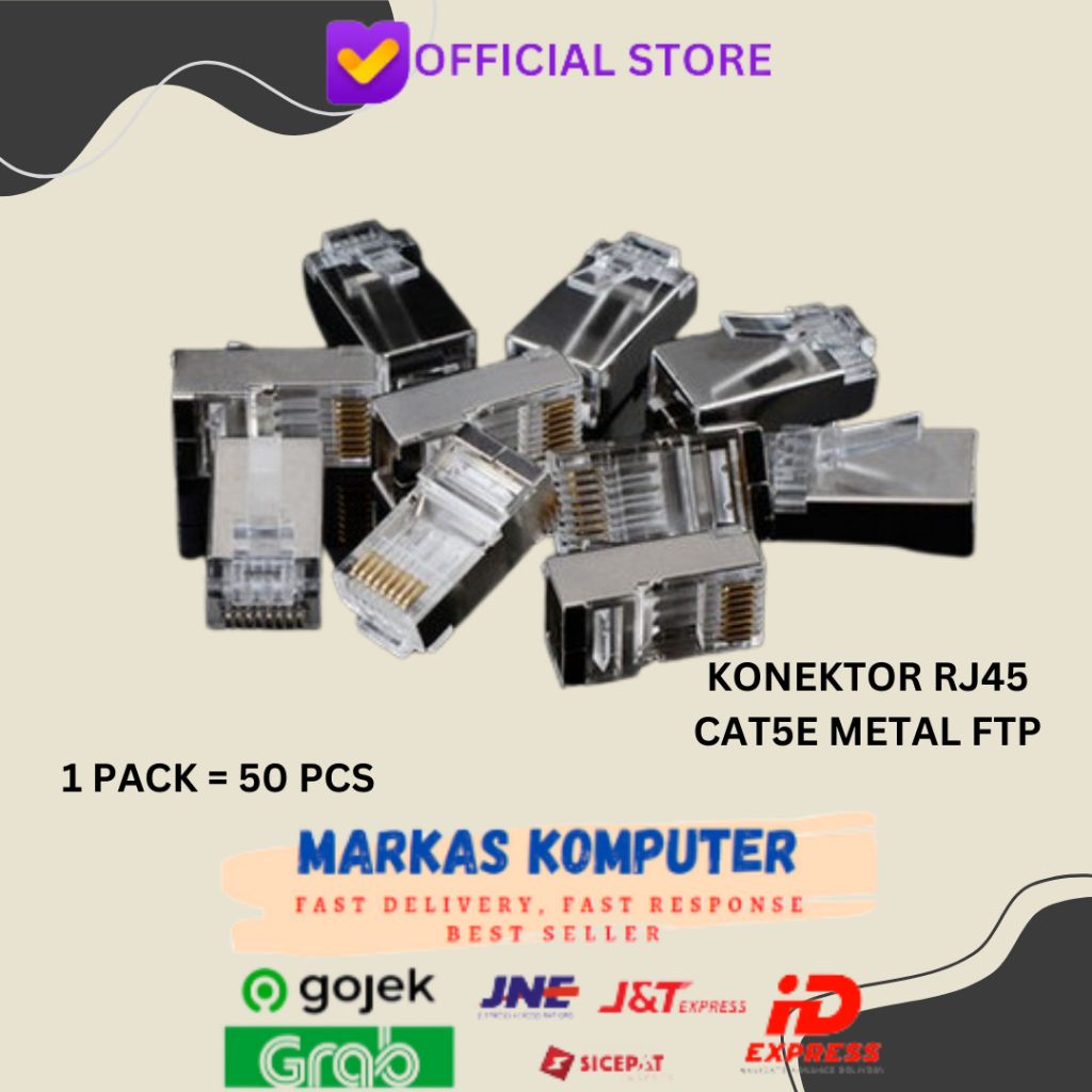 Jual KONEKTOR RJ45 CAT 5 BESI / JACK RJ 45 LAN CAT5E BESI / RJ45 METAL ...