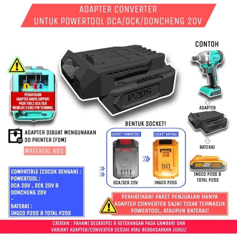 Jual Adapter Baterai Ingco/Total (P20S) - U/Tools DCA/DCK/Dong.. 20V ...