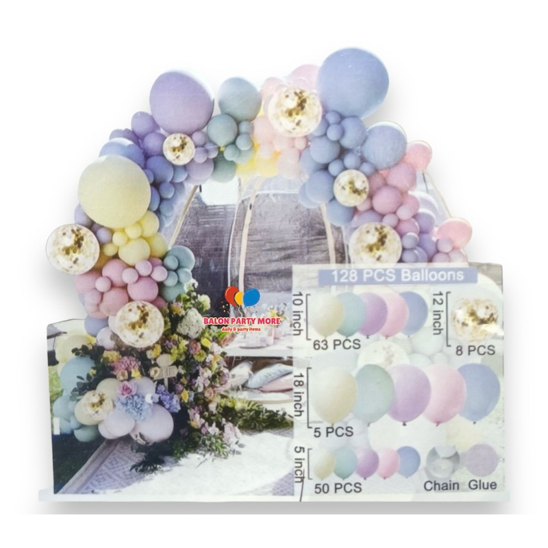 Jual (SET 128 PCS BALON PASTEL) Paket Komplit Balon Latex Pastel ...
