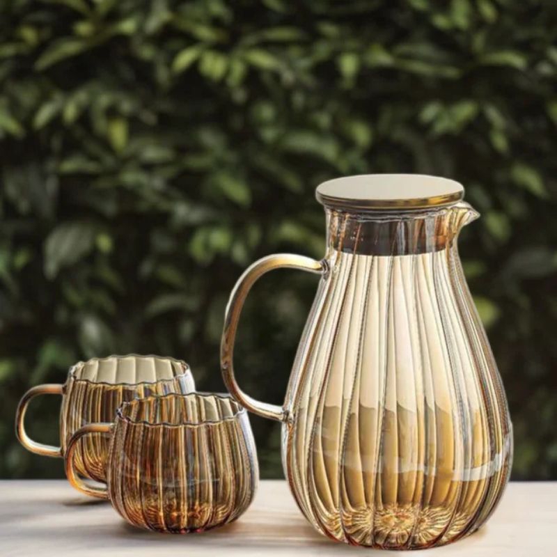 Jual Teko Pitcher Kaca 1.8 Liter set dengan 2 Gelas Kaca Tahan Panas ...