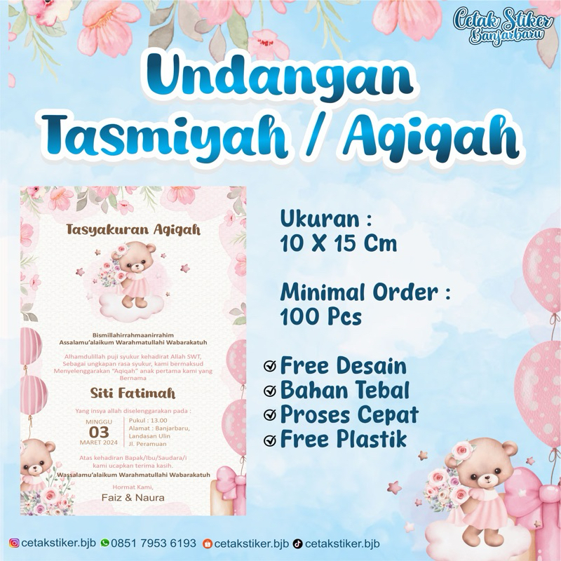 Jual CETAK UNDANGAN TASMIYAH / AQIQAH / TASYAKURAN MURAH MERIAH ...