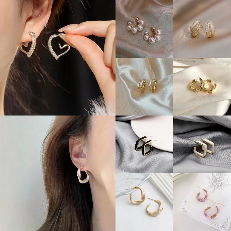 Jual Alexa Round Gold Silver Earrings Part 2 | Anting Bulat Loop Hoop ...