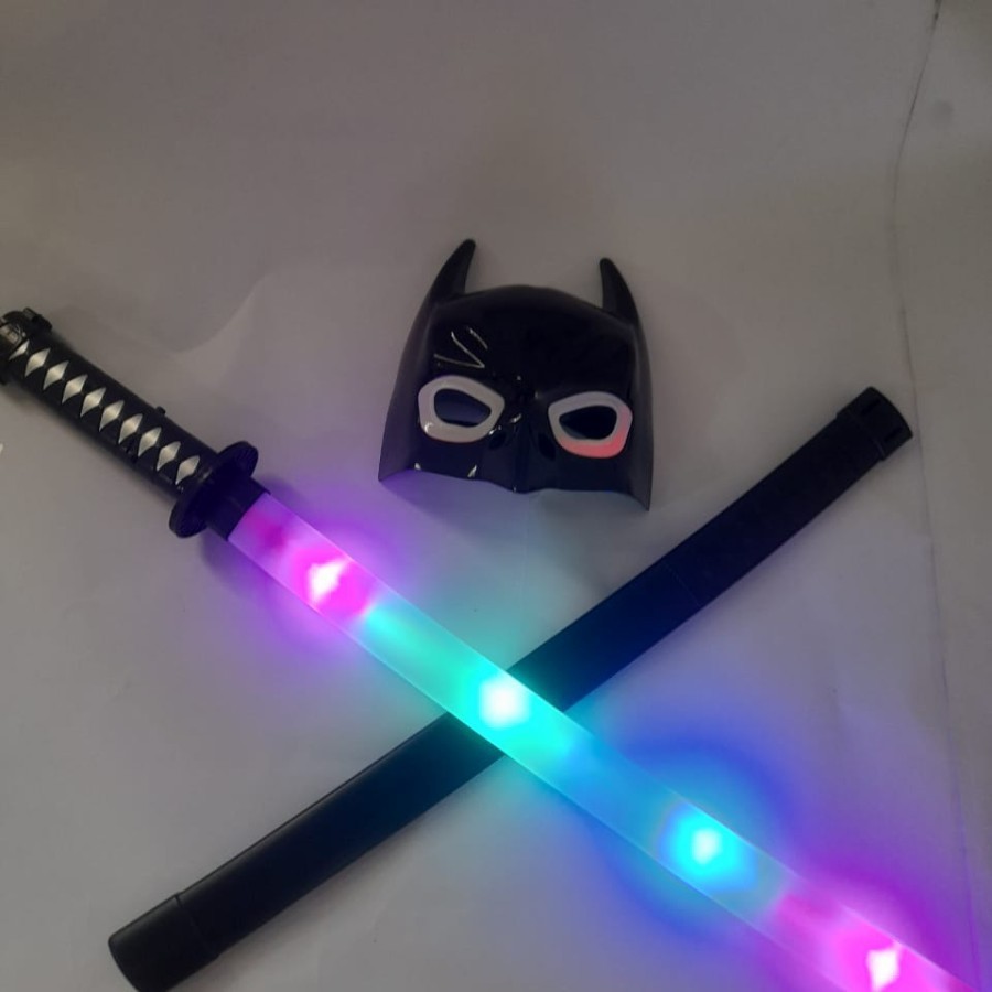 Jual mainan pedang ninja deadpool topeng batman sensor gerak nyala led ...