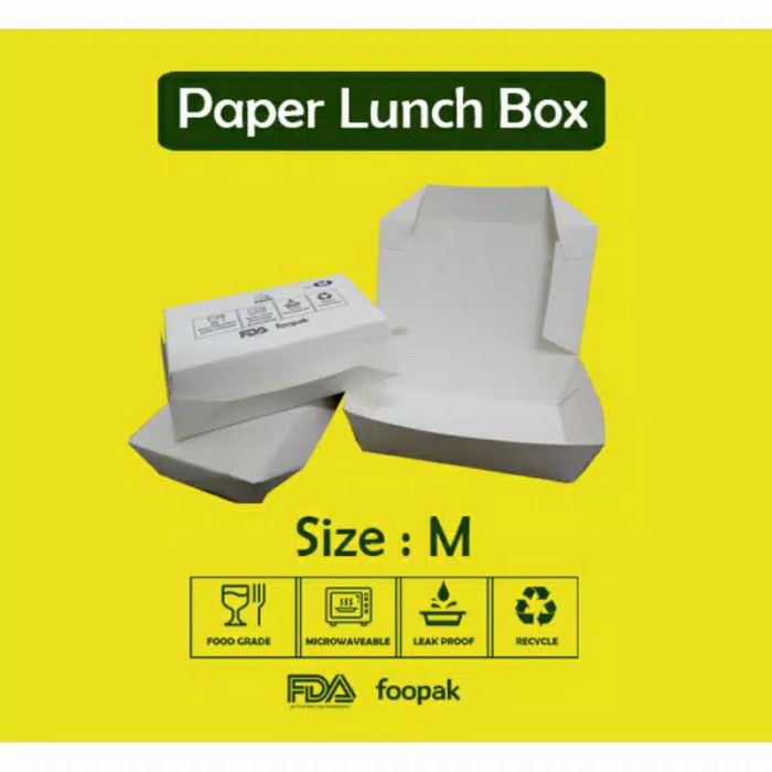 Jual Gratis Gift isi 5 pcs Paper Lunch Box Ukuran M Food Grade Kotak ...