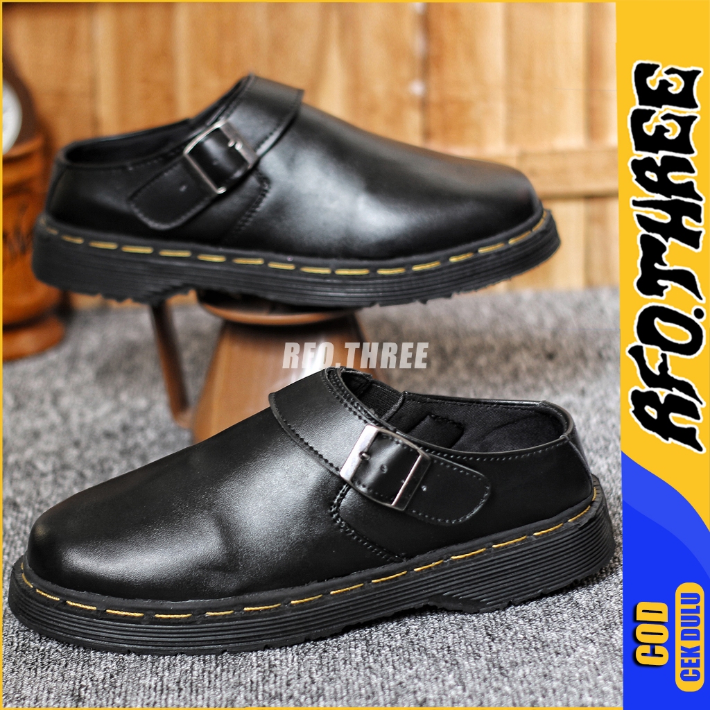 Jual RFOTHREE Sepatu Sandal Slop Bustong Kulit Pu Docmart Low Boots ...