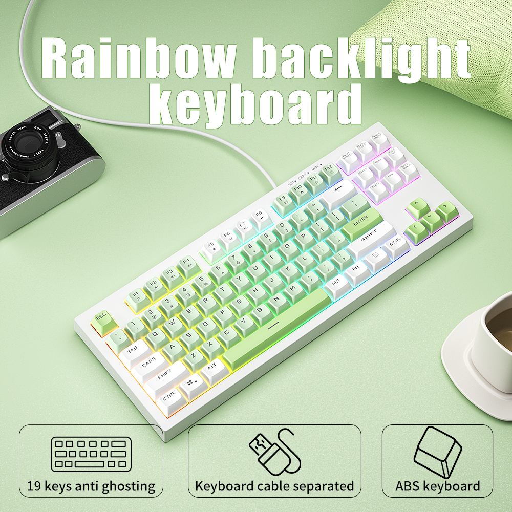 Jual ZIFRIEND BM87 Membrane Keyboard Gaming Mechanical Feel PC / Laptop ...