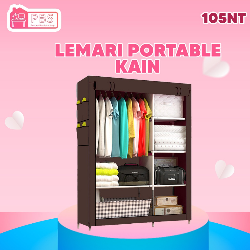 Jual PERABOT Lemari Kain Portable lemari 2 Sisi Lemari kain Resleting ...