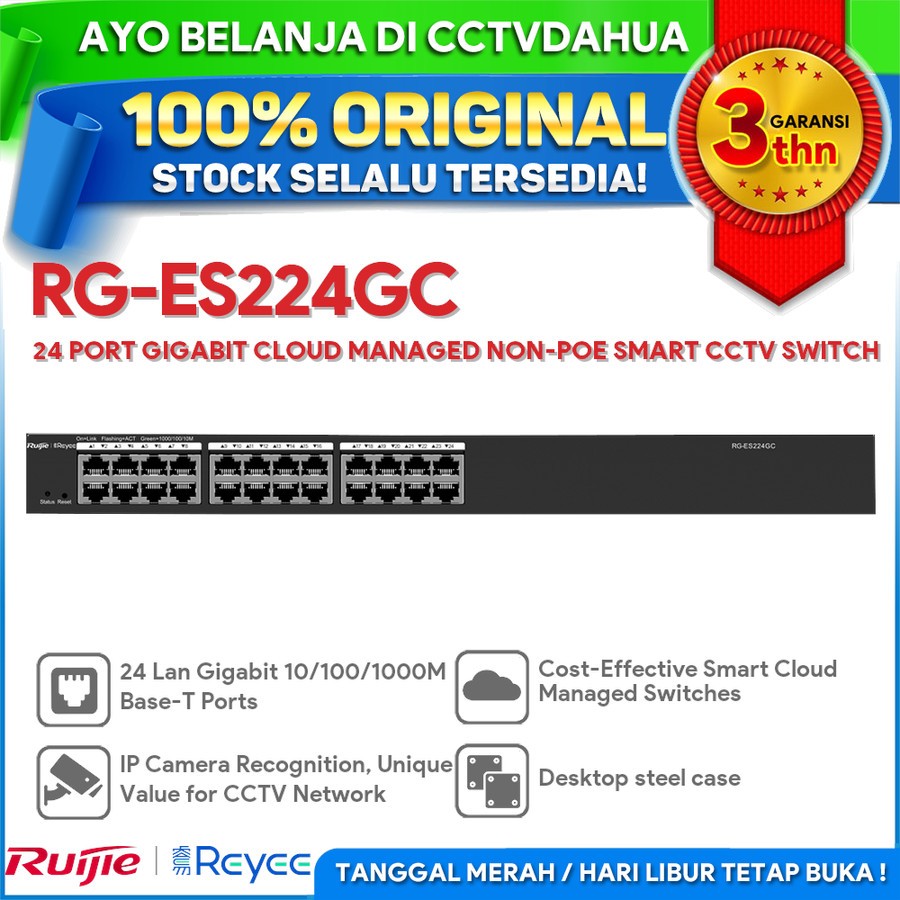 Jual RUIJIE REYEE RG-ES224GC 24 PORT GIGABIT CLOUD MANAGED NON-POE ...