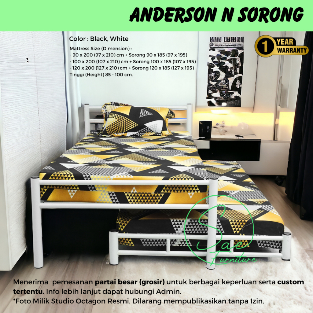 Jual Tempat Tidur Ranjang Besi Single dengan Extra Bed Sorong 90x200 ...
