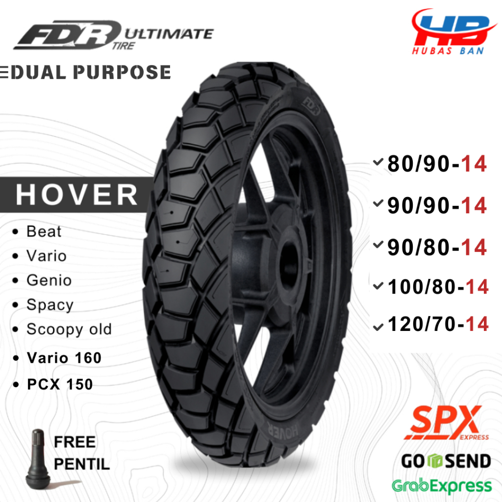 Jual Ban Tubles Matic FDR Hover Ring 14 80/90 90/90 100/90 Depan ...