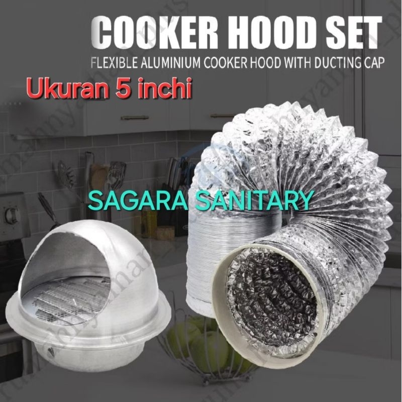 Jual Paket pipa cooker hood 5 in (12,7 mm) + vent cap bulat / selang ...