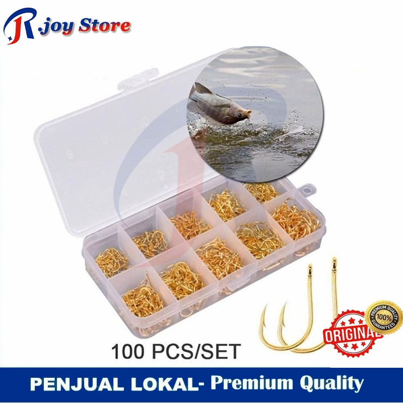 Jual Kail Pancing Set Lengkap, 100 Buah 1 Set, Kail Pancing Kuat Tajam ...