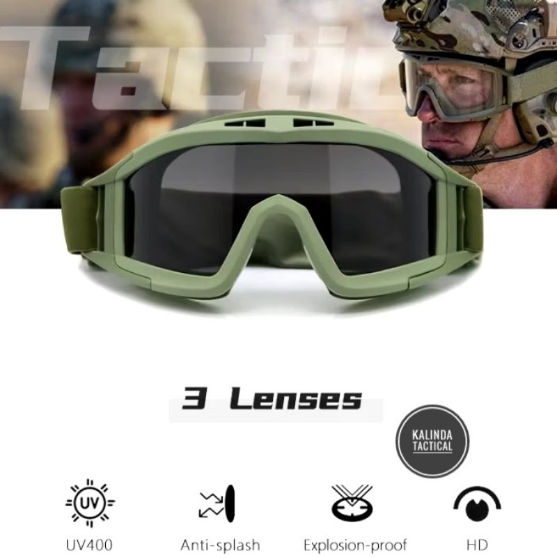 Jual Tactical Google Locust revisions 3 Lensa Kacamata Cross militer ...