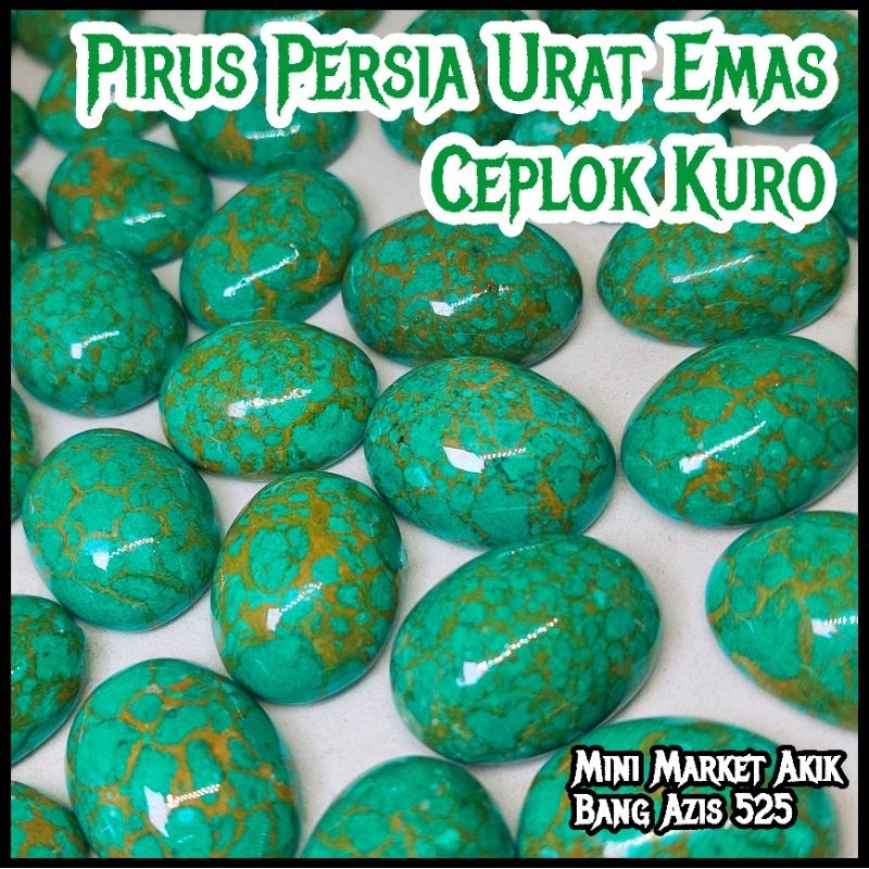 Jual Batu pirus persia urat emas / mata cincin akik virus persia ceplok ...