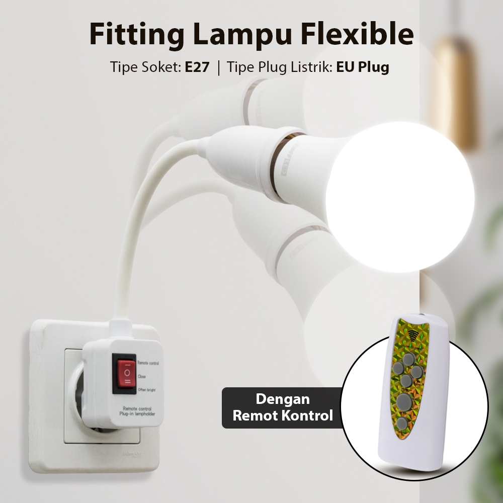 Jual ON/OFF Fitting Lampu Flexible Bohlam LED EU Plug 220V 25A E27 ...
