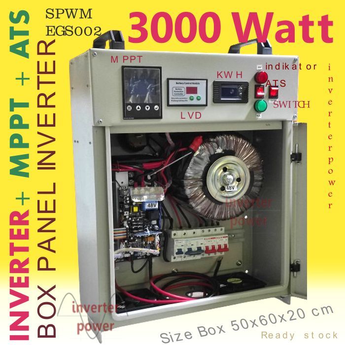Jual Box Panel INVERTER Low Frequency PLTS 3KW MPPT ATS 3000W PSW DC TO ...