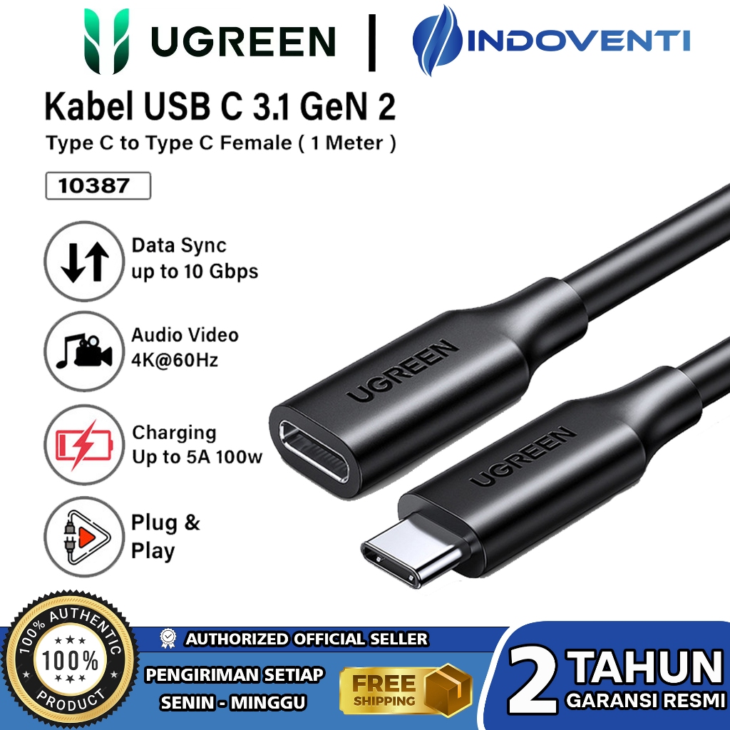 Jual UGREEN Kabel Extension Type C Male To Type C Female Cable 4K 60Hz ...
