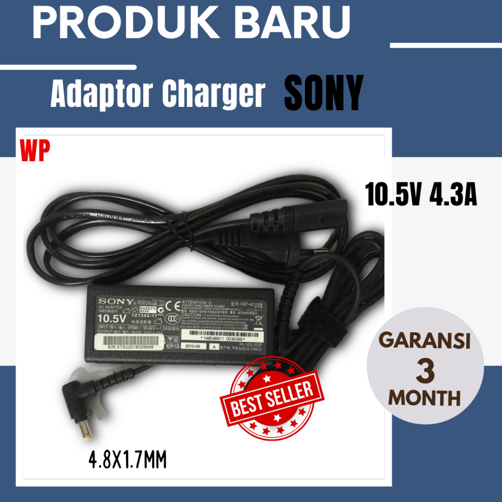 Jual Adaptor Charger Laptop Sony Vaio 10.5V 4.3A GN-FS SPV SVD SN5 | Shopee Indonesia