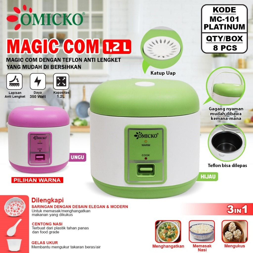 Jual (BISA COD) OMICKO RICE COOKER / MAGIC COM MC-108 PL / MC-101 PL ...