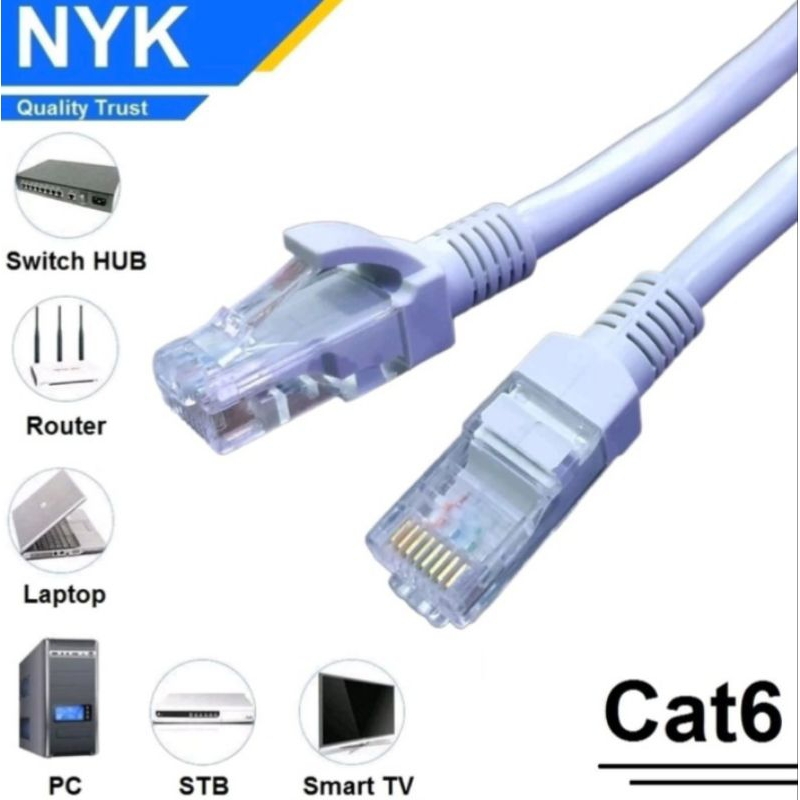 Jual NYK Kabel UTP Rj45 Cat6 5M kabel lan siap pake | Shopee Indonesia