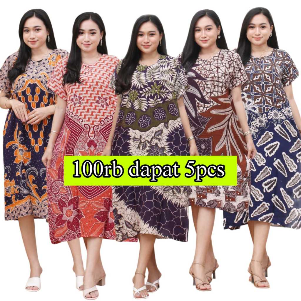 Jual Daster 100 Dapat 5 Daster Kekinian Kancing Depan Busui Friendly LD ...