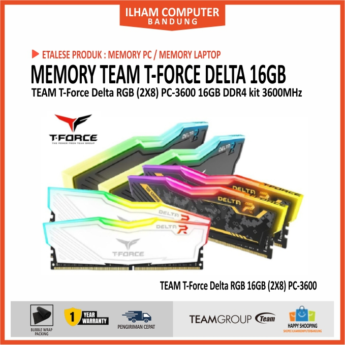 Jual MEMORY TEAM T-Force Delta RGB 16GB (2X8) PC-3600 DDR4 kit 3600MHz ...