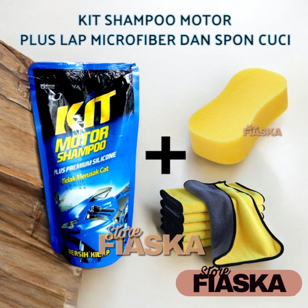 Jual KIT SHAMPOO MOTOR PLUS SILICON LENGKAP DENGAN SPON CUCI DAN LAP ...