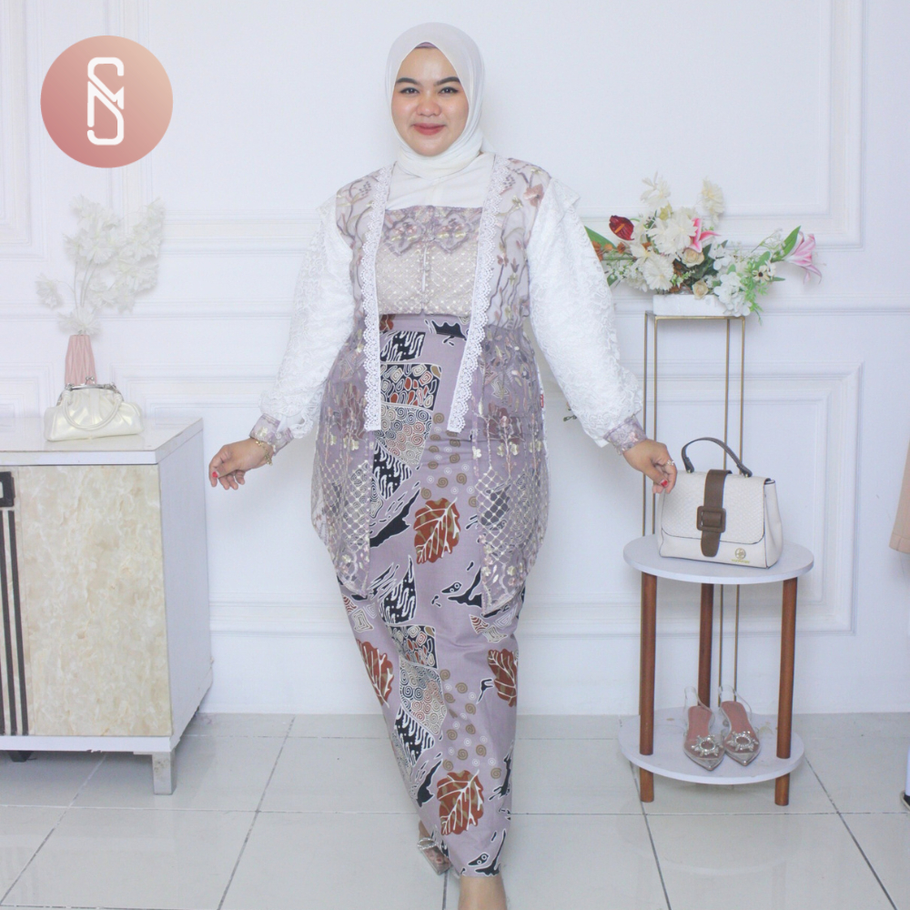 Jual Myshawl Zofia Kebaya Atasan Jumbo Brukat tille Motif Kasual ...