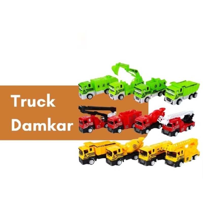 Jual Set Truk Pengangkut Sampah Truk Damkar Truk konstruksi Mainan Anak ...