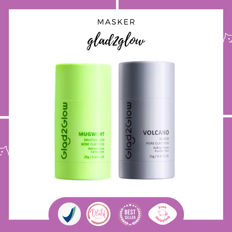 Jual Glad2Glow Mugwort Salicylic Acid Volcano 3D Acid Pore Clay Stick ...