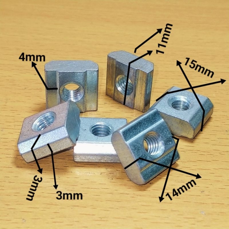 Jual T sliding nut m6 pitch 1,0 carbon steel / aluminium profil | Shopee Indonesia