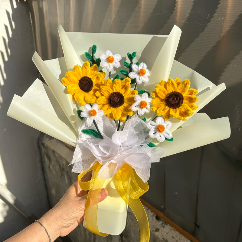 Jual Buket Bunga Kawat Bulu Matahari | Pipe Cleaner Sunflower Bouquet ...