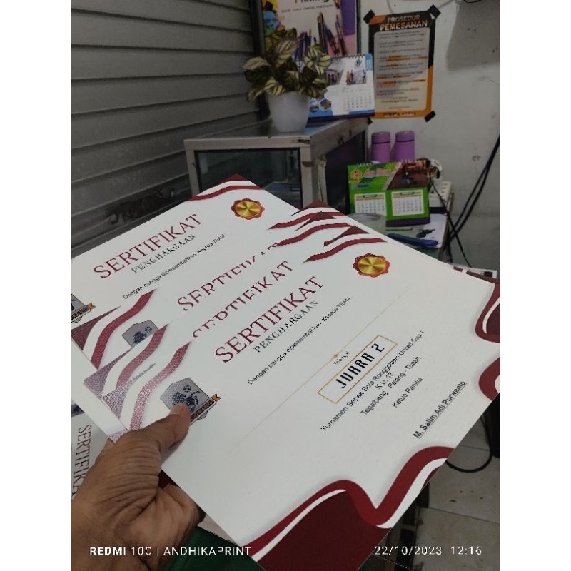 Jual Cetak Sertifikat Piagam Penghargaan Kertas A4 A3 | Shopee Indonesia