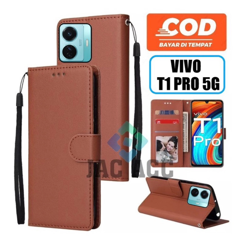 Jual FLIP CASE HP PREMIUM UNTUK VIVO T1 PRO 5G LEATHER FLIP CASE HP ...